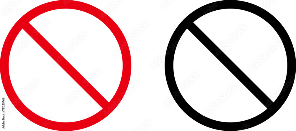 Sign forbidden. Icon symbol ban. Red circle sign stop entry ang slash ...