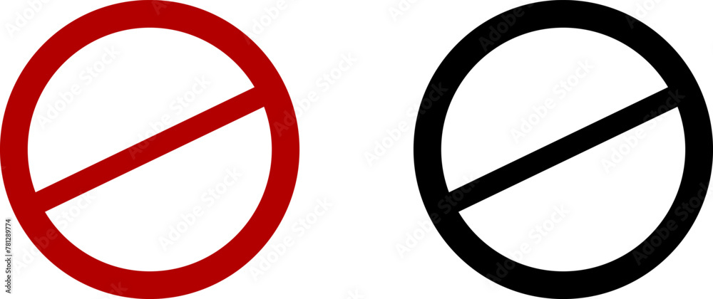Sign forbidden. Icon symbol ban. Red circle sign stop entry ang slash ...