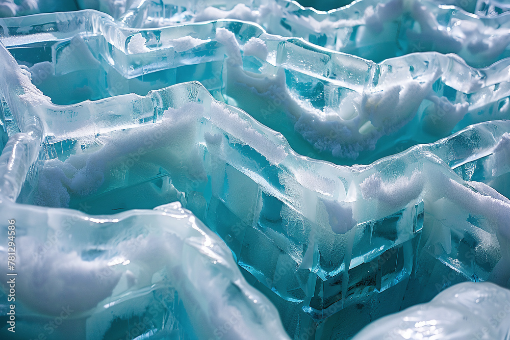 Crystal Ice Labyrinth Icy Maze with Translucent Walls Glinting in the ...