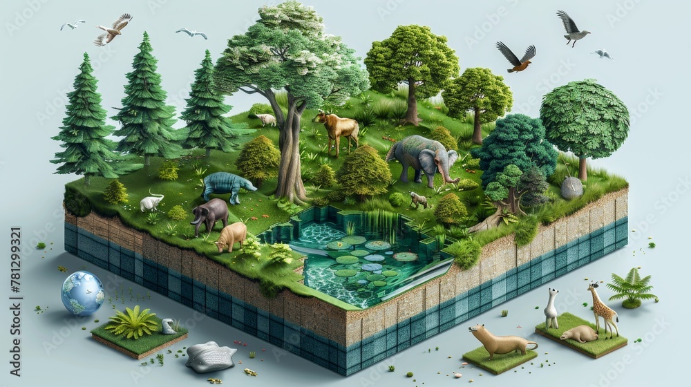 Environment and Sustainability: A 3D vector infographic showing the ...