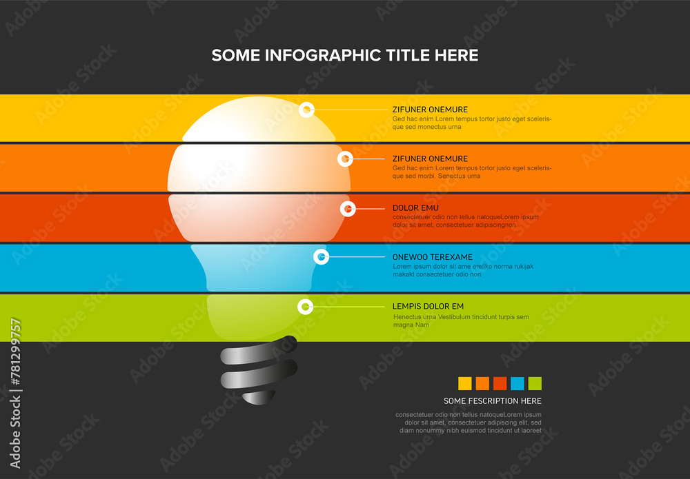 Dark semitransparent light bulb multipurpose infographic template made ...