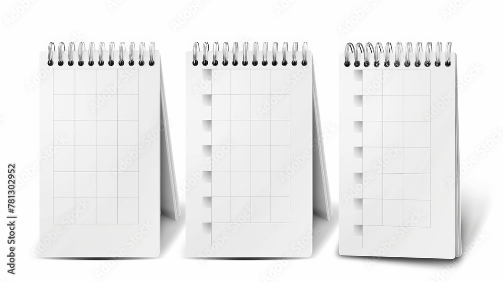 Realistic 3d modern illustration of a calendar with blank pages and a ...