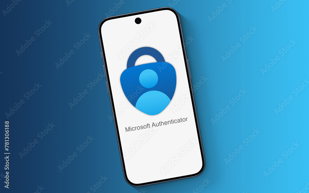 Foto de Microsoft Authenticator App logo is displayed on a modern ...