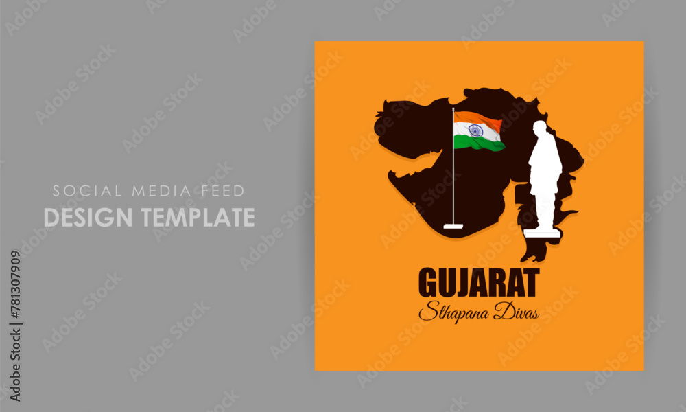 Vector illustration of Happy Gujarat Day social media feed template ...