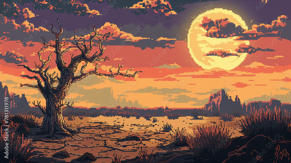 pixel art of drought desert dungeon background battle scene in RPG old ...