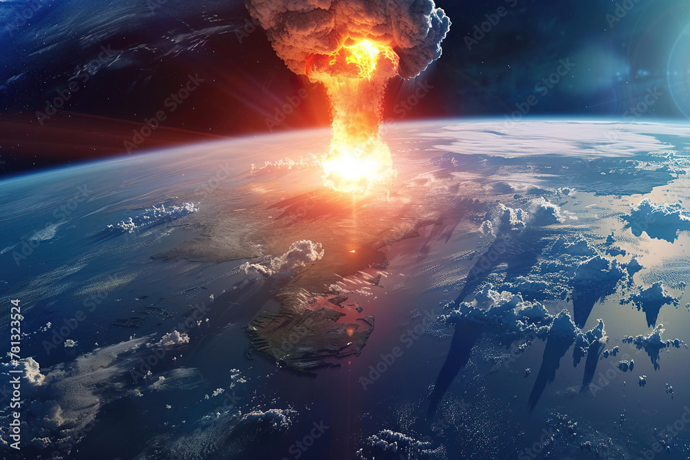 Generative ai on theme of scary nuclear explosion in outdoor, mushroom ...