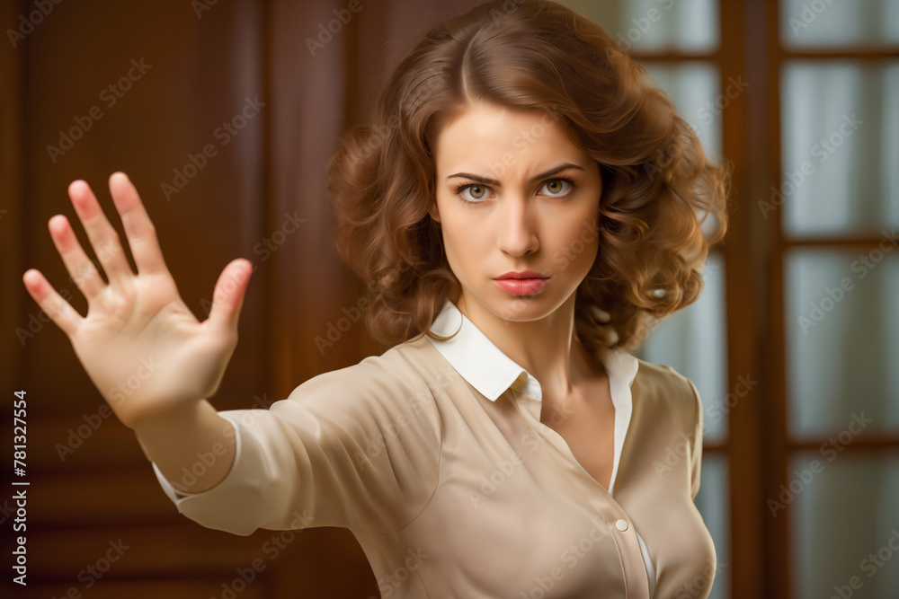 Woman Making Stop Gesture Against Harassment Stock Photo | Adobe Stock
