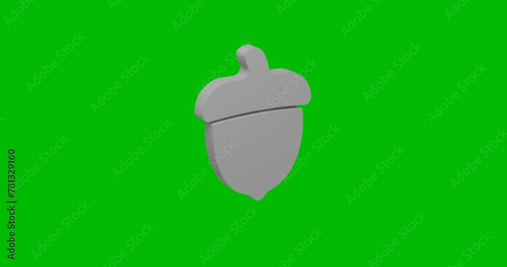 Animation of rotation of a white acorn symbol with shadow. Simple and ...