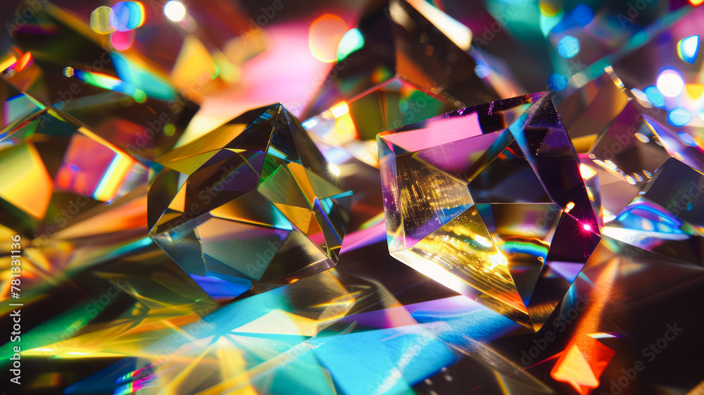 A dynamic display of geometric crystals with prismatic refraction of ...