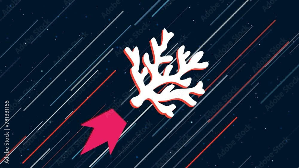 Coral symbol flies through the universe on a jet propulsion. The symbol ...