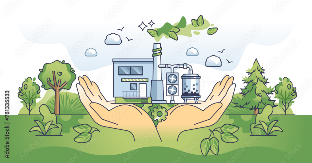 CO2 carbon dioxide emissions with hands capturing fossil gas outline ...