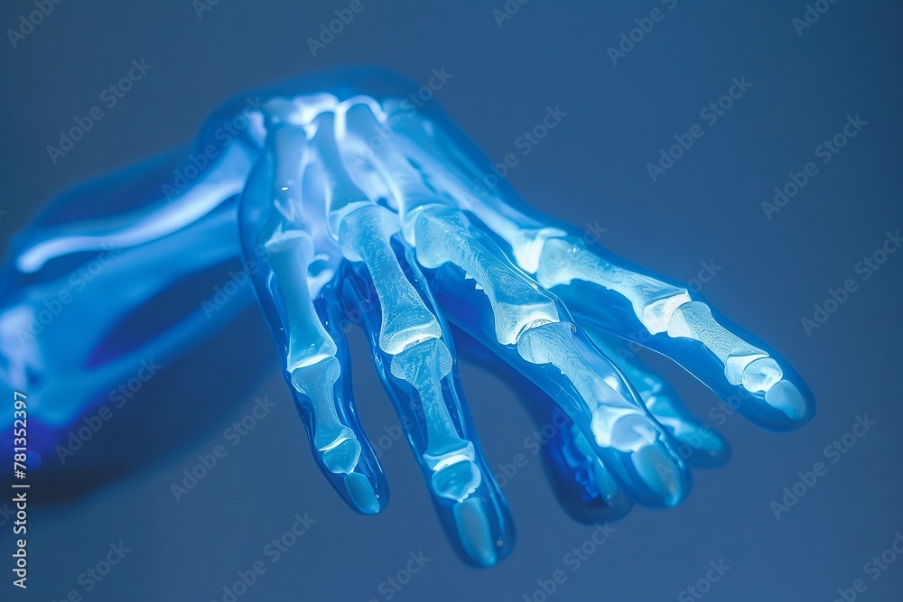 Surreal skeleton hand, hands as fingertips, twilight blue, Editorial ...