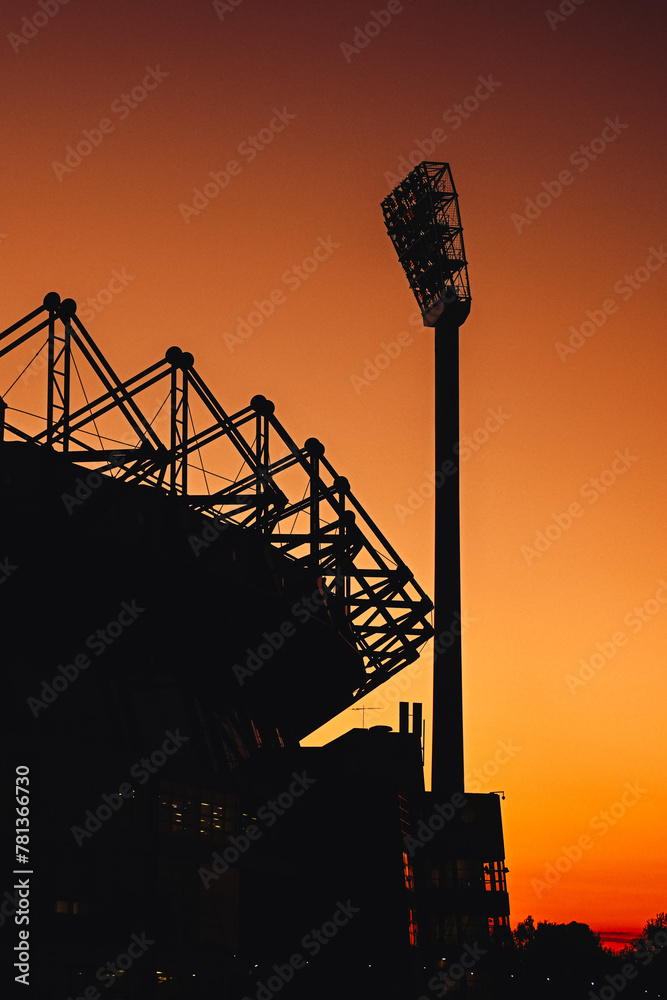 A silhouette of the Melbourne Cricket Ground MCG light towers at ...