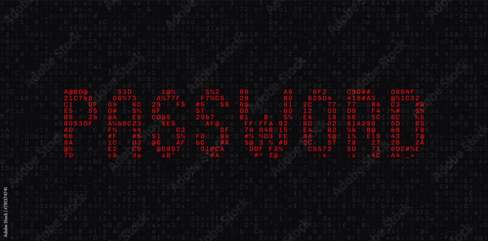 ASCII Art PASSWORD Word Made from Random Letters and Numbers. Dark Binary Code. Concept of ...