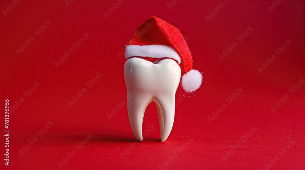 Christmas dental clinic design with smiling teeth and Santa Claus hat ...