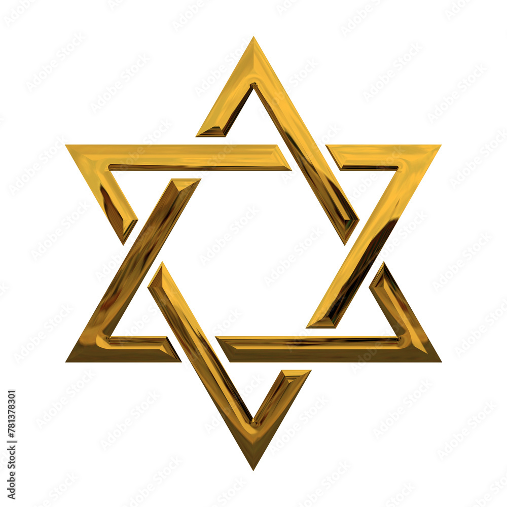 Star of David 3D Golden Transparent Background Luxury Jewish Symbol ...
