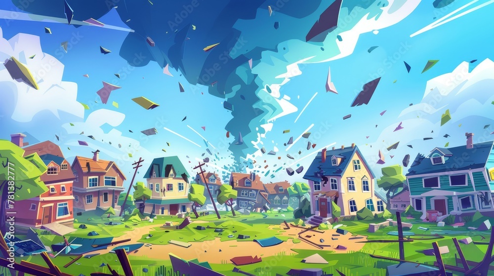 The destruction of houses due to a tornado catastrophe. Hurricane ...