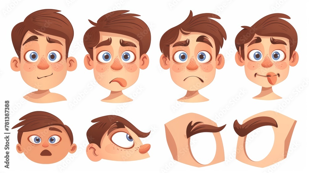 Face construction for child avatars. Modern cartoon image with ...
