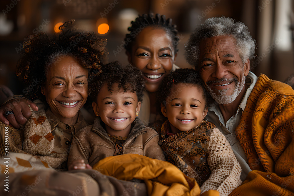 Smiling multi-generational African American family portrait Stock Photo ...