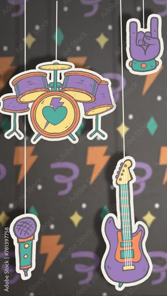Vertical Kids Rock and Roll animated background, with handrawn music ...