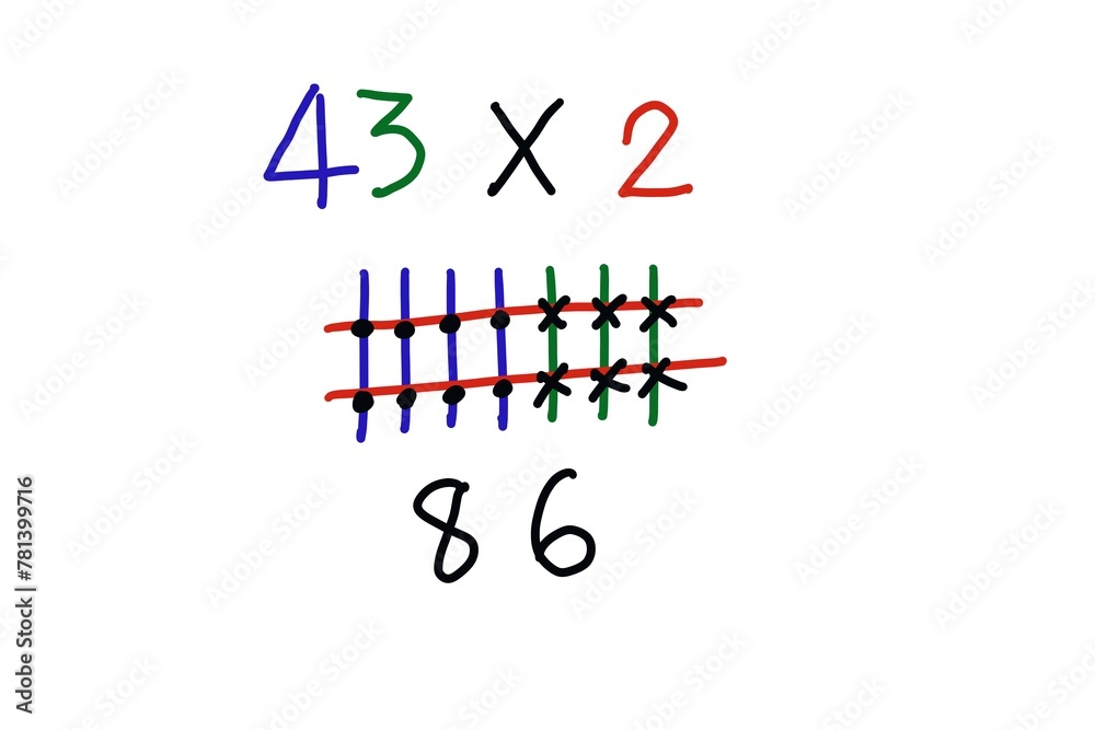 Hand drawn picture shows how to calculate numbers by using lines ...
