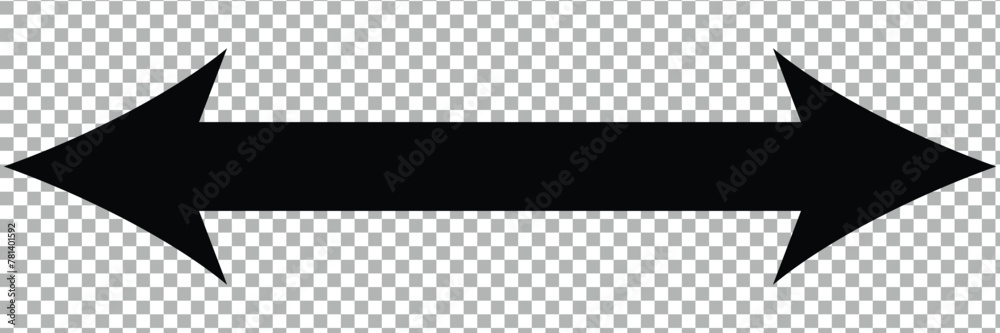 Long arrow vector icon. Black horizontal double arrow. Vector icon on ...