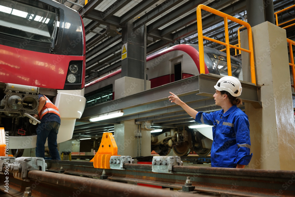 Electric Train Maintenance Training Center, male engineer employees ...