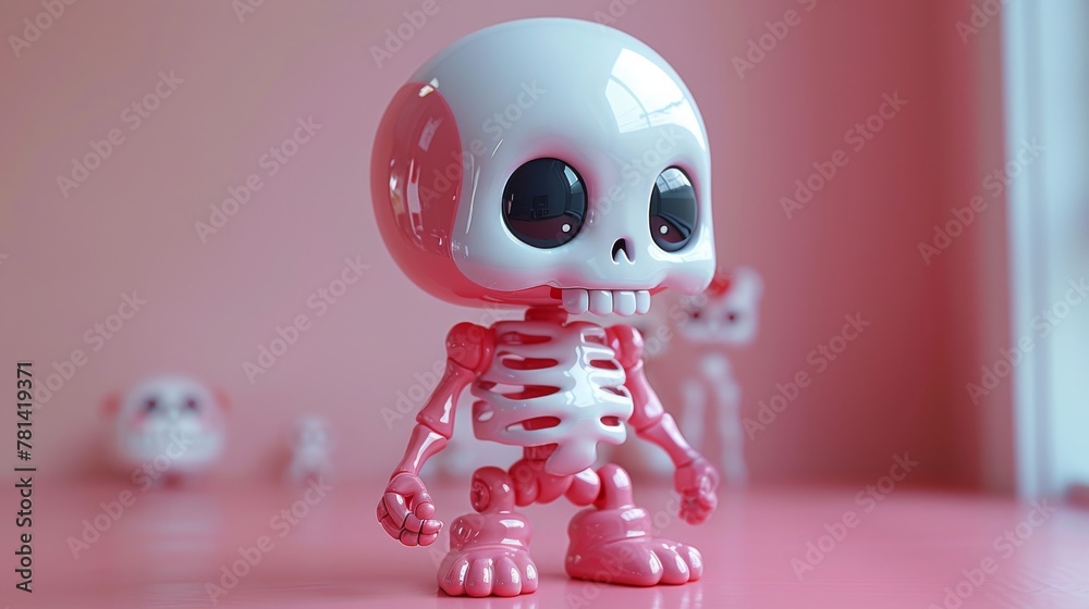 Glossy Red Skeleton Vinyl Toy Figure for a Bold and Quirky Collectible ...