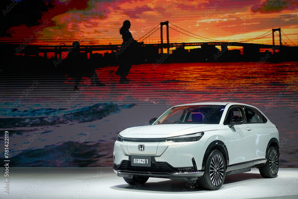 Bangkok, Thailand - 5th April 2024: Honda e:N1 Electric Car on display at the Motor Show 2024 ...