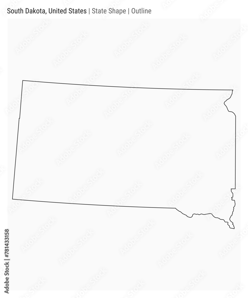 South Dakota, United States. Simple vector map. State shape. Outline ...