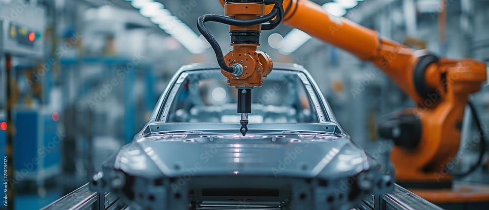 In the automobile industry, a robot arm with an optical CMM 3D scanner ...