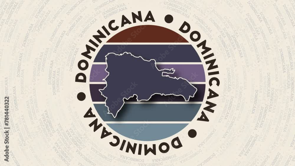 Dominicana logo intro. Badge with the circular name and map of country ...