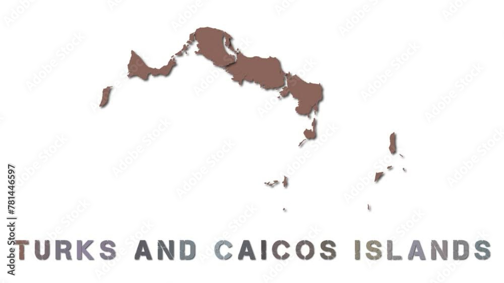 Turks and Caicos Islands map with paper regions. Animated island map ...