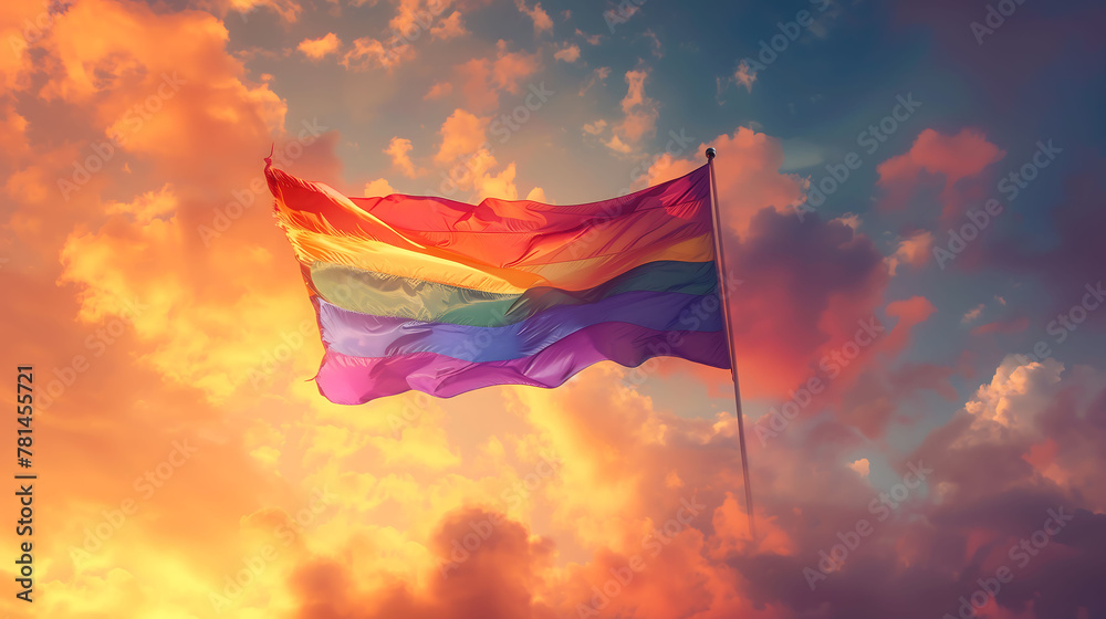 Rainbow flag for pride month, Parade celebrating of LGBTQ community ...
