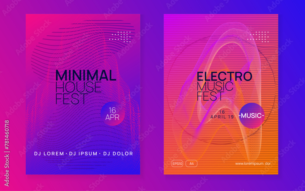 Party Poster. Green Sound Magazine. Night Club Concert Graphic. Electro ...