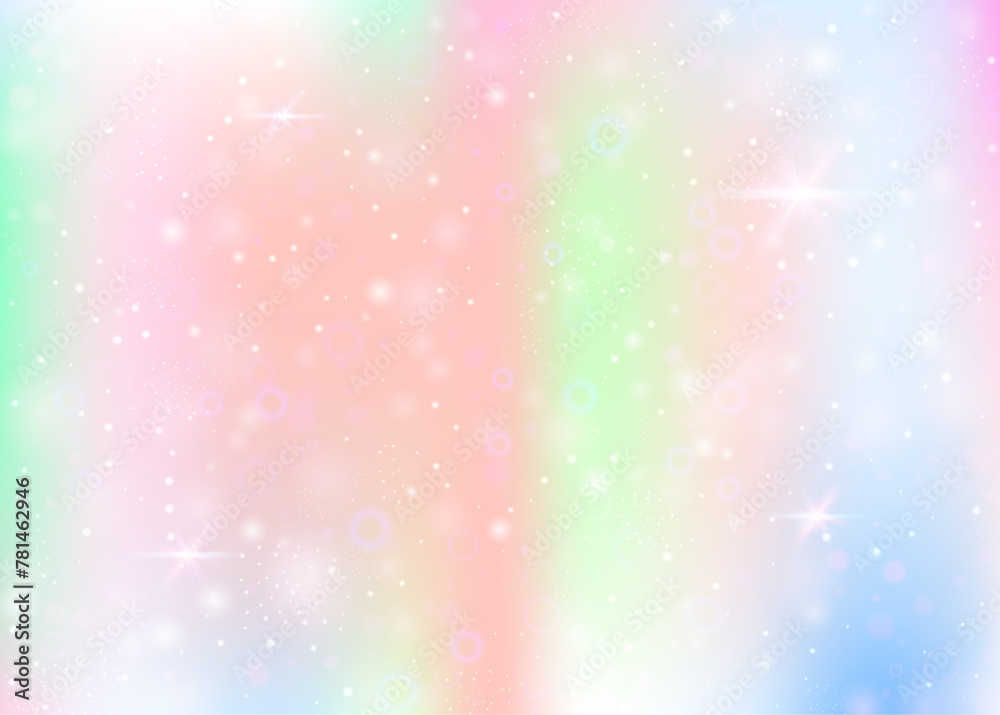 Fairy background with rainbow mesh. Mystical universe banner in ...