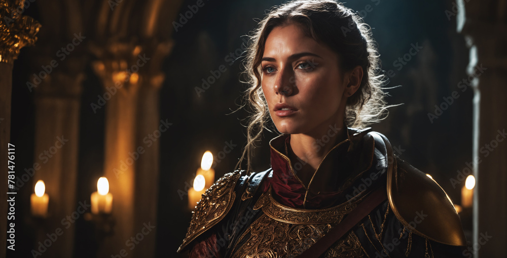 Fantasy character portrait of a courageous female fighter in a majestic ...