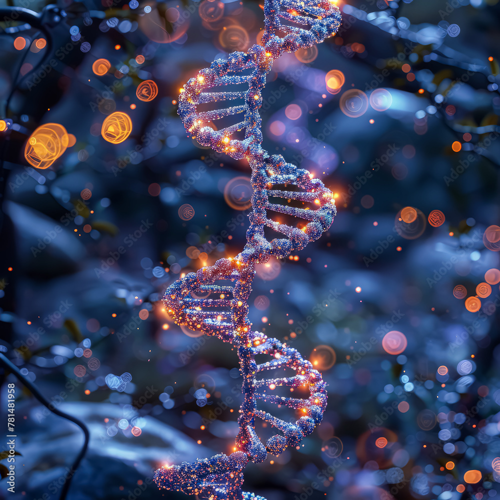 A scientific illustration showing the double helix structure of DNA ...