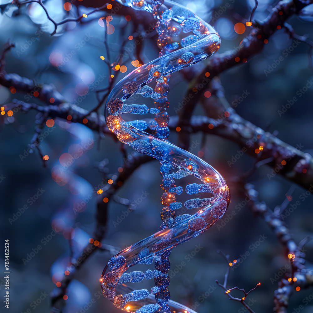 A scientific illustration showing the double helix structure of DNA ...