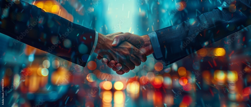 Business handshakes banner, professional attire, merged corporate ...