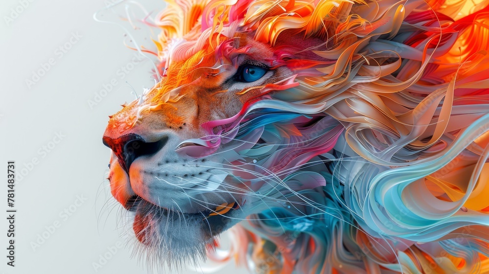 Colorful abstract animal faces, created with digital brush strokes, on ...