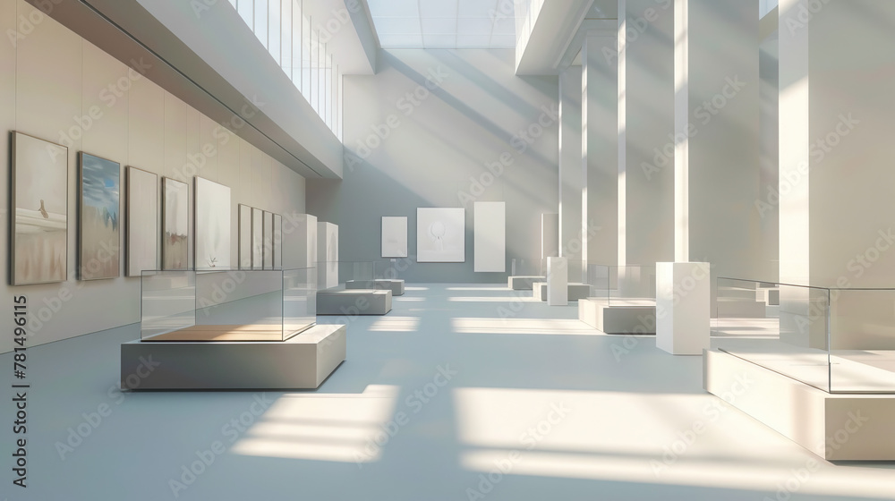 Vacant Exhibition Hall: Empty Display Cases, Silent Art Pieces, and ...