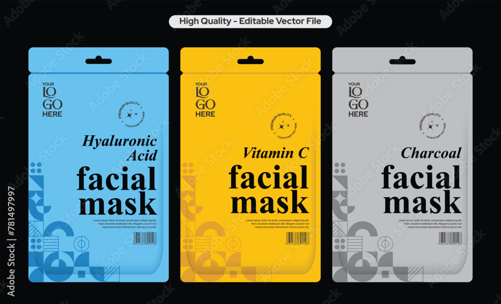 Facial mask packaging design mask label design hyaluronic acid face ...