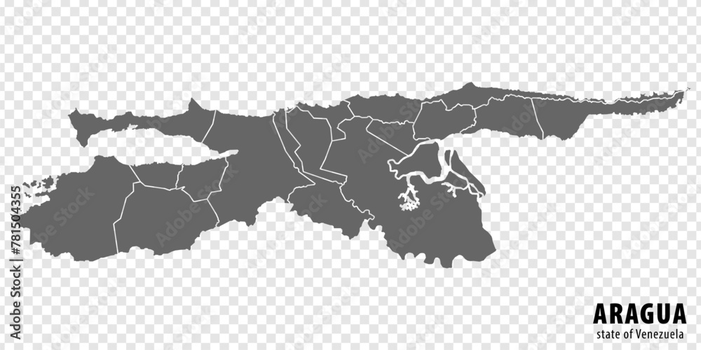 Blank map Sucre State of Venezuela. High quality map Sucre State with ...