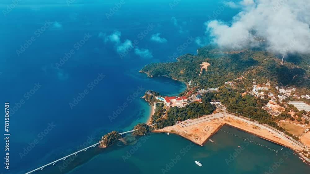 Bird's eye view of the promenade and islands around Sanda Barbara de ...