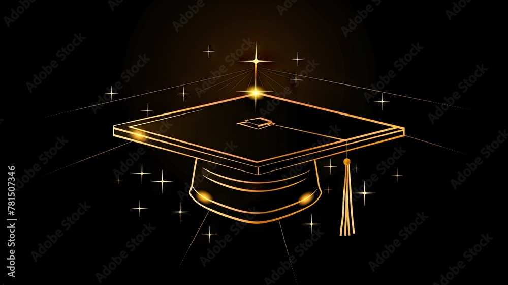 Shine in success! Gold chrome graduation cap clip art. Celebrate ...