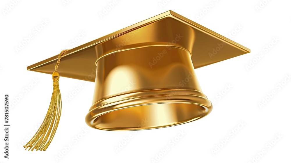 Shine in success! Gold chrome graduation cap clip art. Celebrate ...