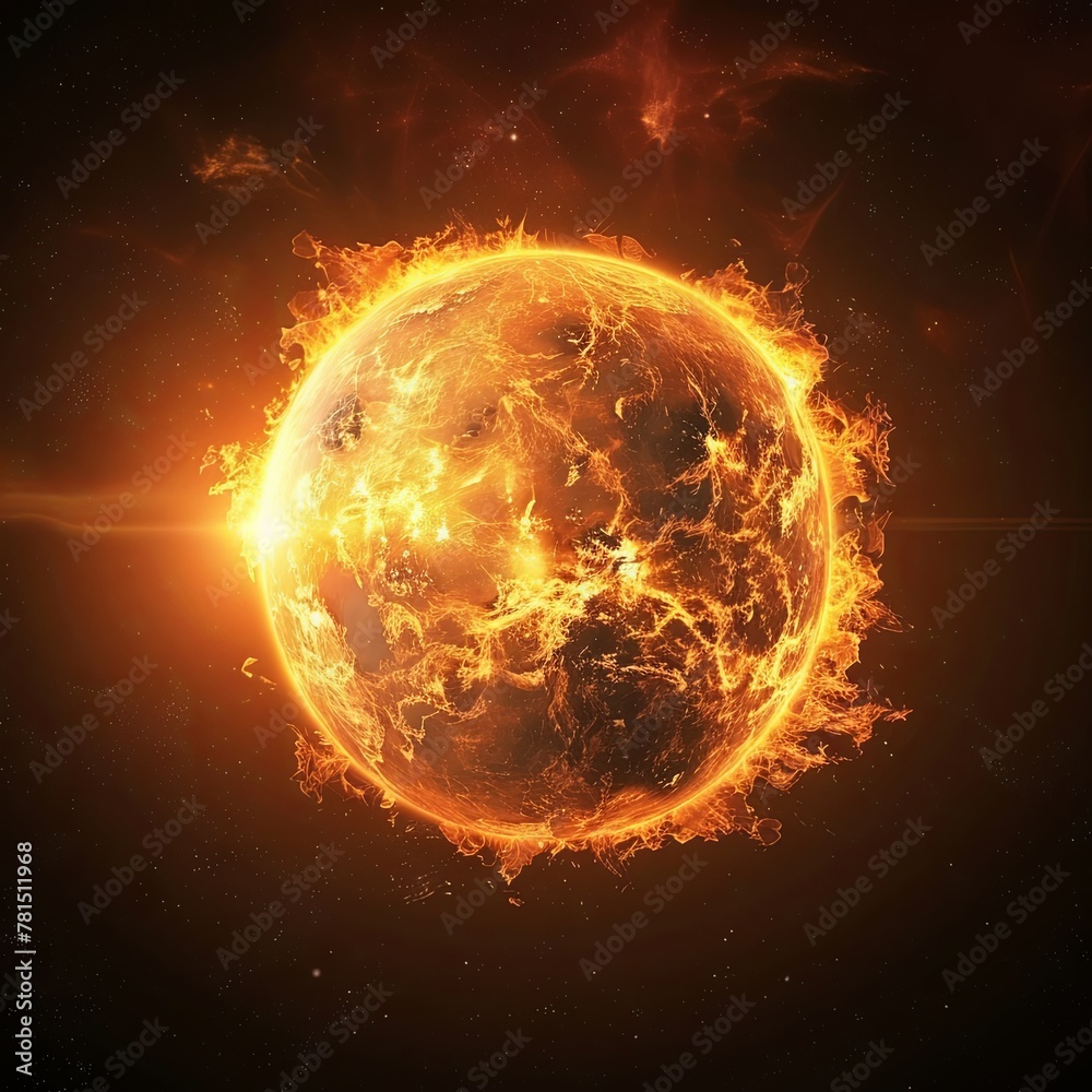 Artistic representation of intense solar flare activity erupting from ...