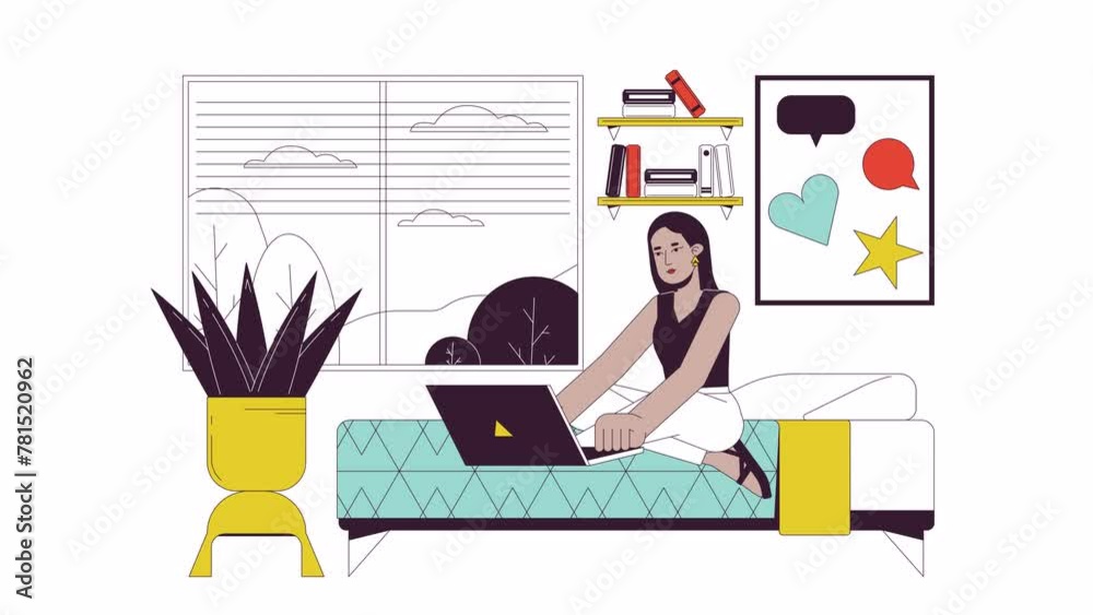 Vidéo Stock University student homework line cartoon animation ...