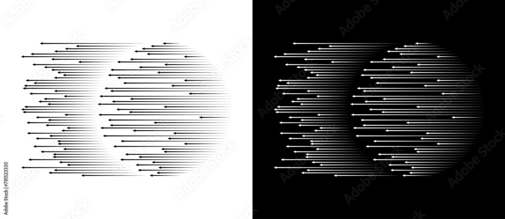 Dynamic parallel arrows in circle. Abstract art geometric background ...
